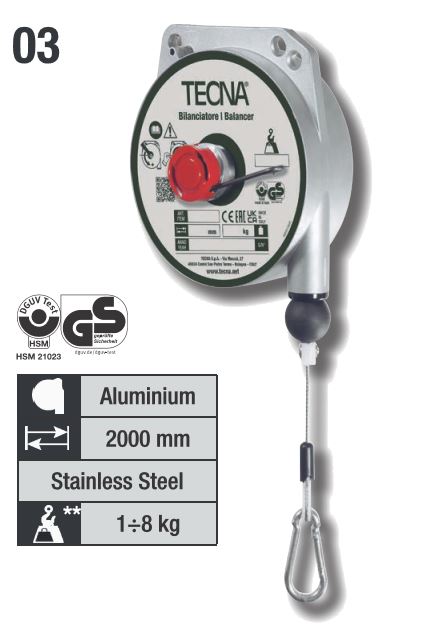 TECNA Tool Balancer 9322 (8.8 to 13.2lb, 6.6feet) light-duty retractor – www.toolbalancersusa.com