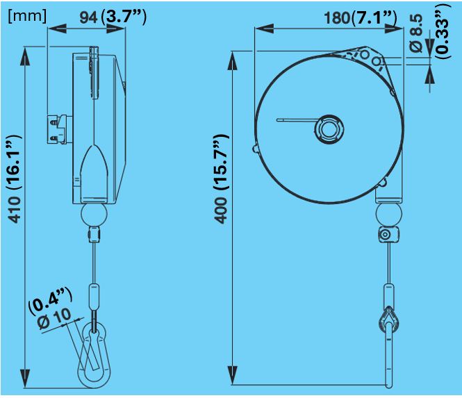 TECNA Tool Balancer 9322 (8.8 to 13.2lb, 6.6feet) light-duty retractor – www.toolbalancersusa.com